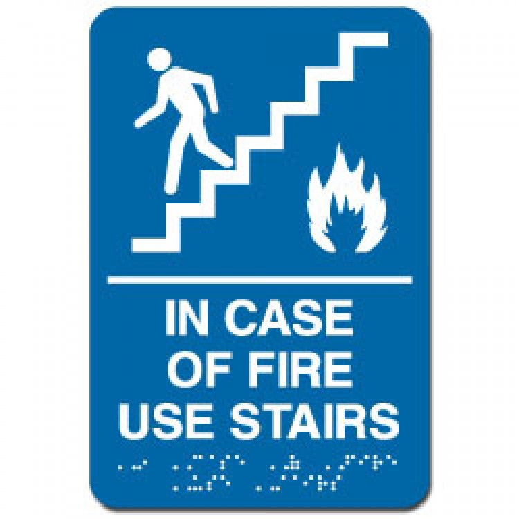 In Case of Fire Use Stairs Sign