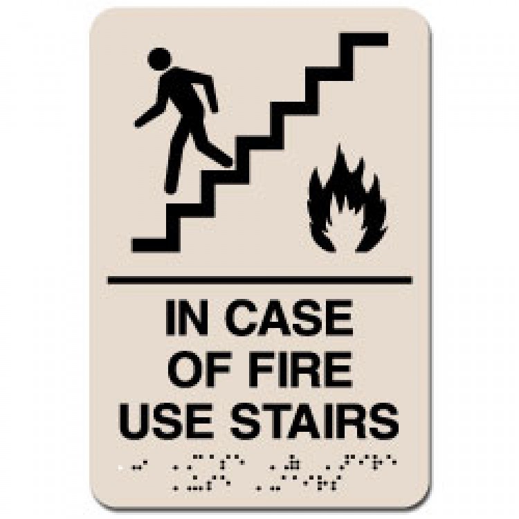 In Case of Fire Use Stairs Sign