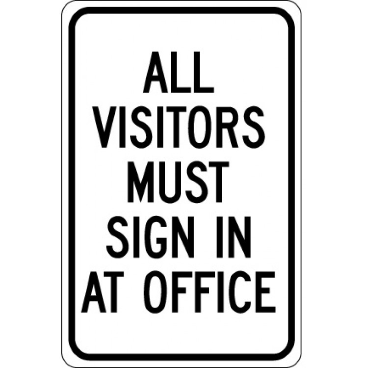 All Visitors Must Sign in at Office Sign (Black)